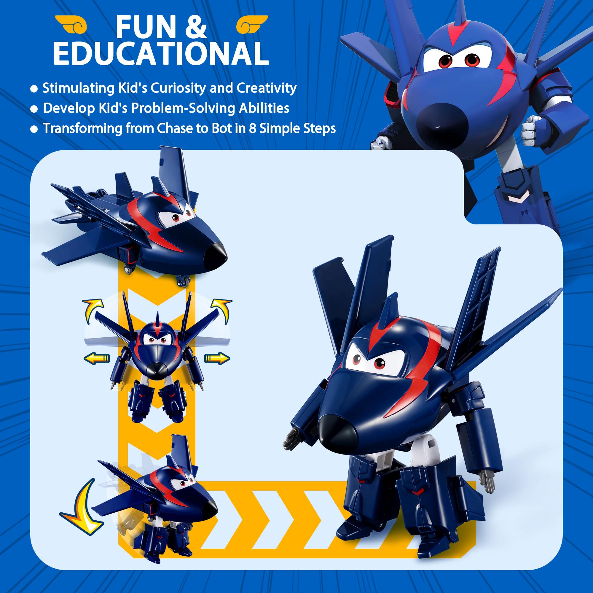 Mua Super Wings Transformer Toys, 5 in Chase Transforming Airplane Toys ...