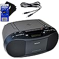 Amazon.com: Sony Compact Portable Stereo Sound System Boombox with MP3 ...