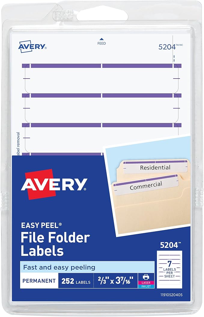 Avery Print or Write File Folder Labels for Laser and Inkjet Printers ...