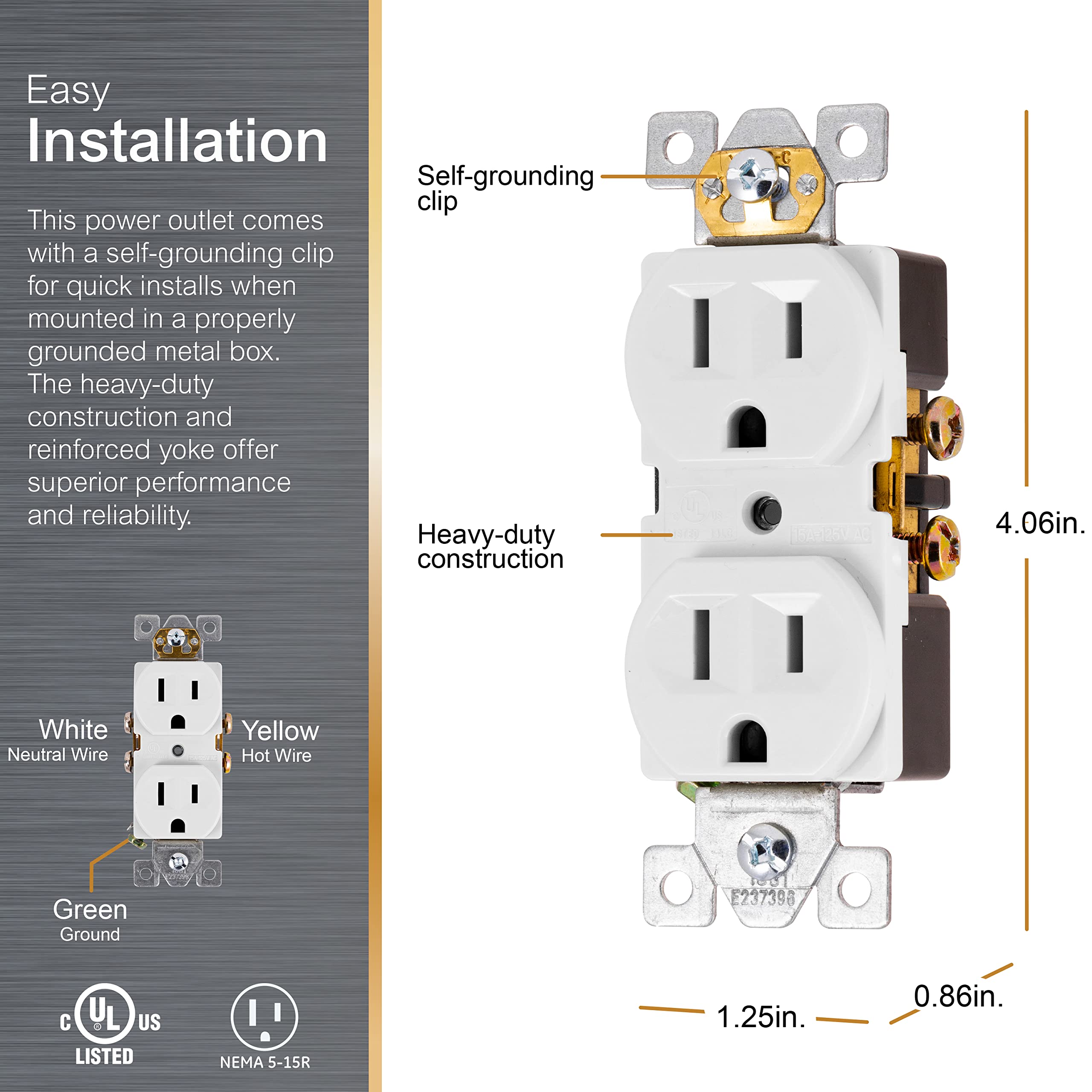 Mua GE UltraPro Duplex Heavy-Duty Receptacle, White, Wall Outlet ...