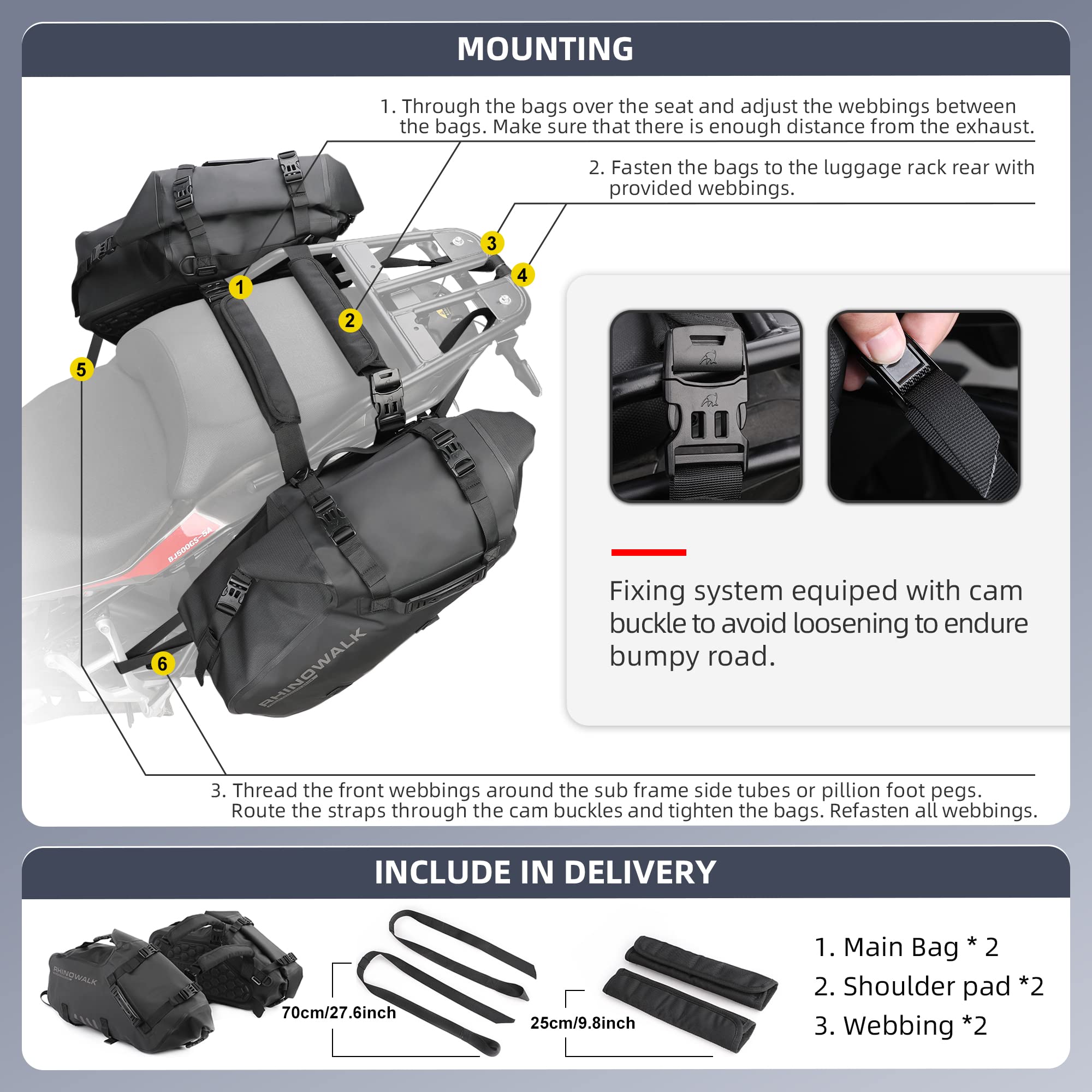 Mua Rhinowalk Motorcycle Saddle bags, Waterproof motorcycle saddlebags ...