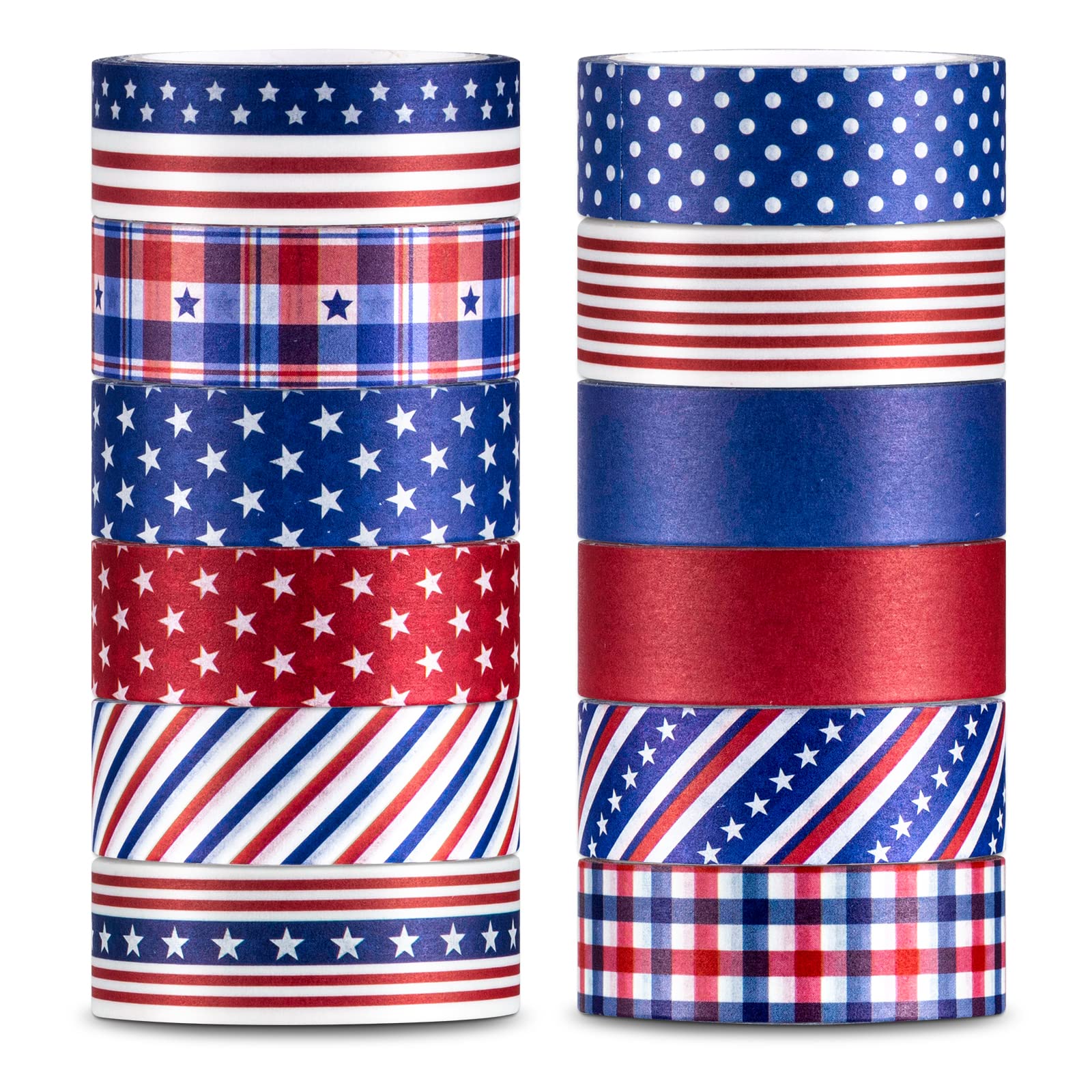 Whaline 12 Rolls 4th of July Washi Tape Patriotic Stars Stripes Washi ...