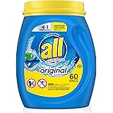 All Mighty Pacs Laundry Detergent 4 In 1 with Oxi, Tub, 60 Count ...