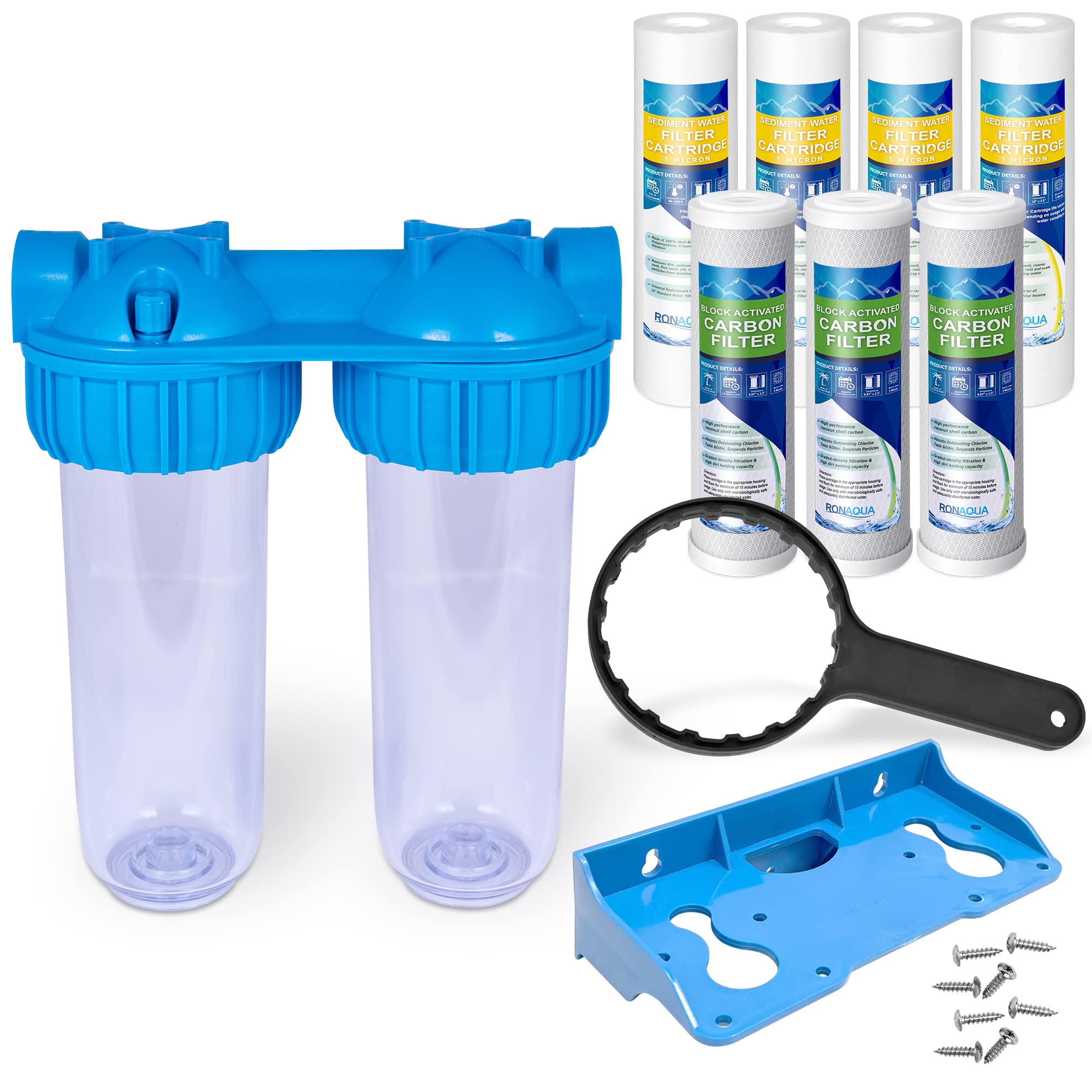 Dual Whole House Water Filter System, Transparent Standard Housings ...