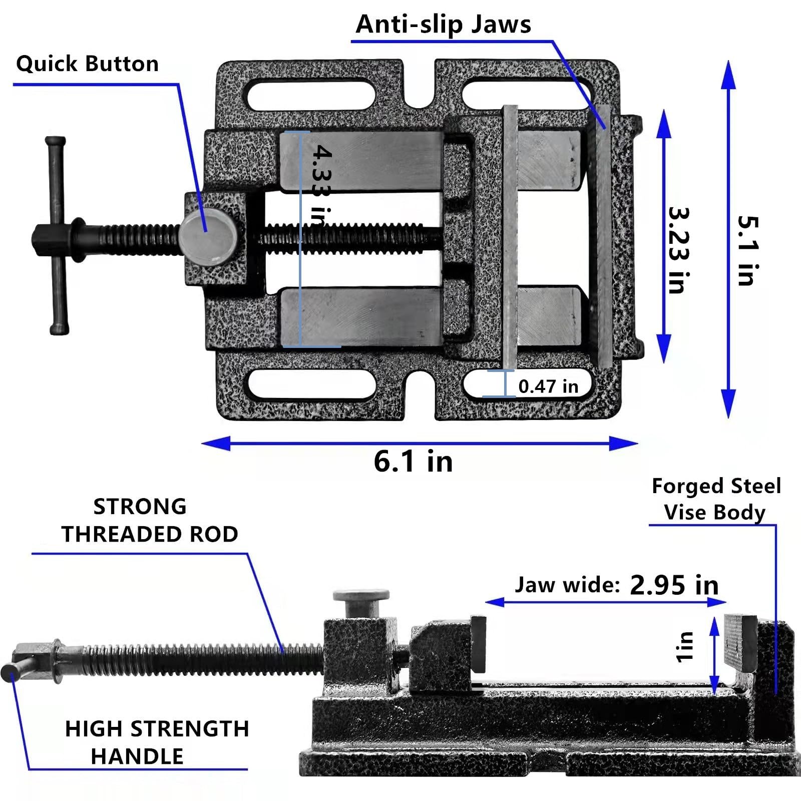 Mua Drill Press Vise, 3'' Jaw Capacity, Quick Release Clamp-on Vise ...