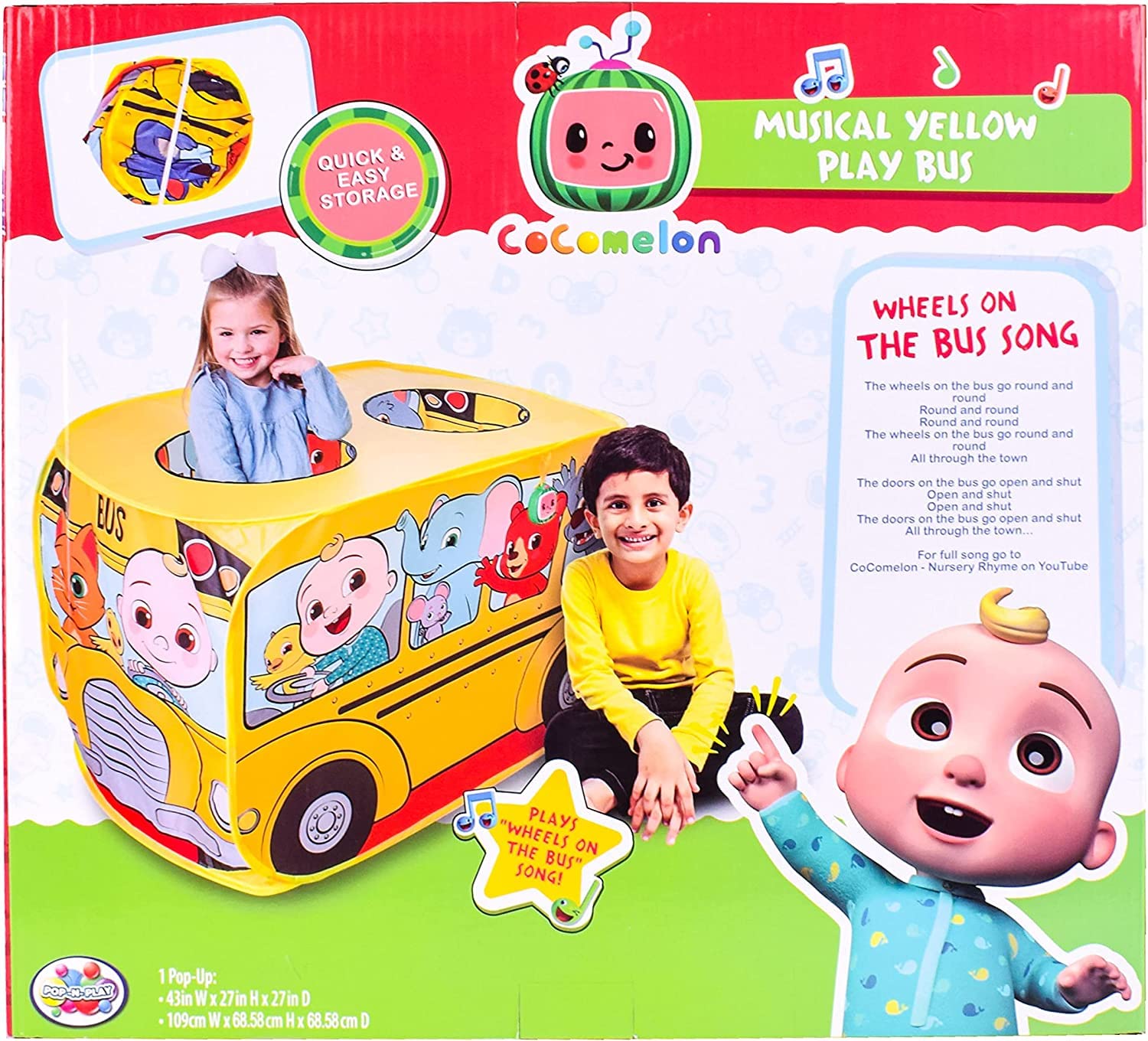 School Bus Toddler Tent Cocomelon Musical Pop Up Play Tent Fisher Price