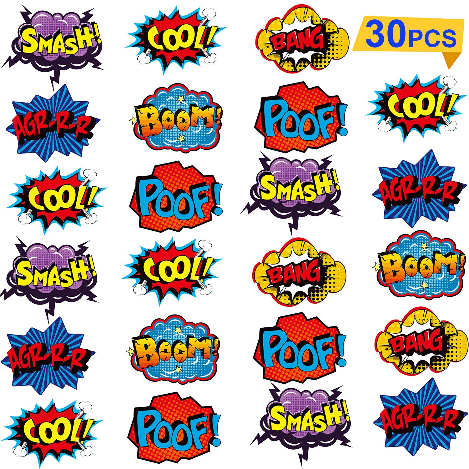 Buy 30 Pieces Hero Themed Party Decorations, Hero Action Sign Cutouts ...