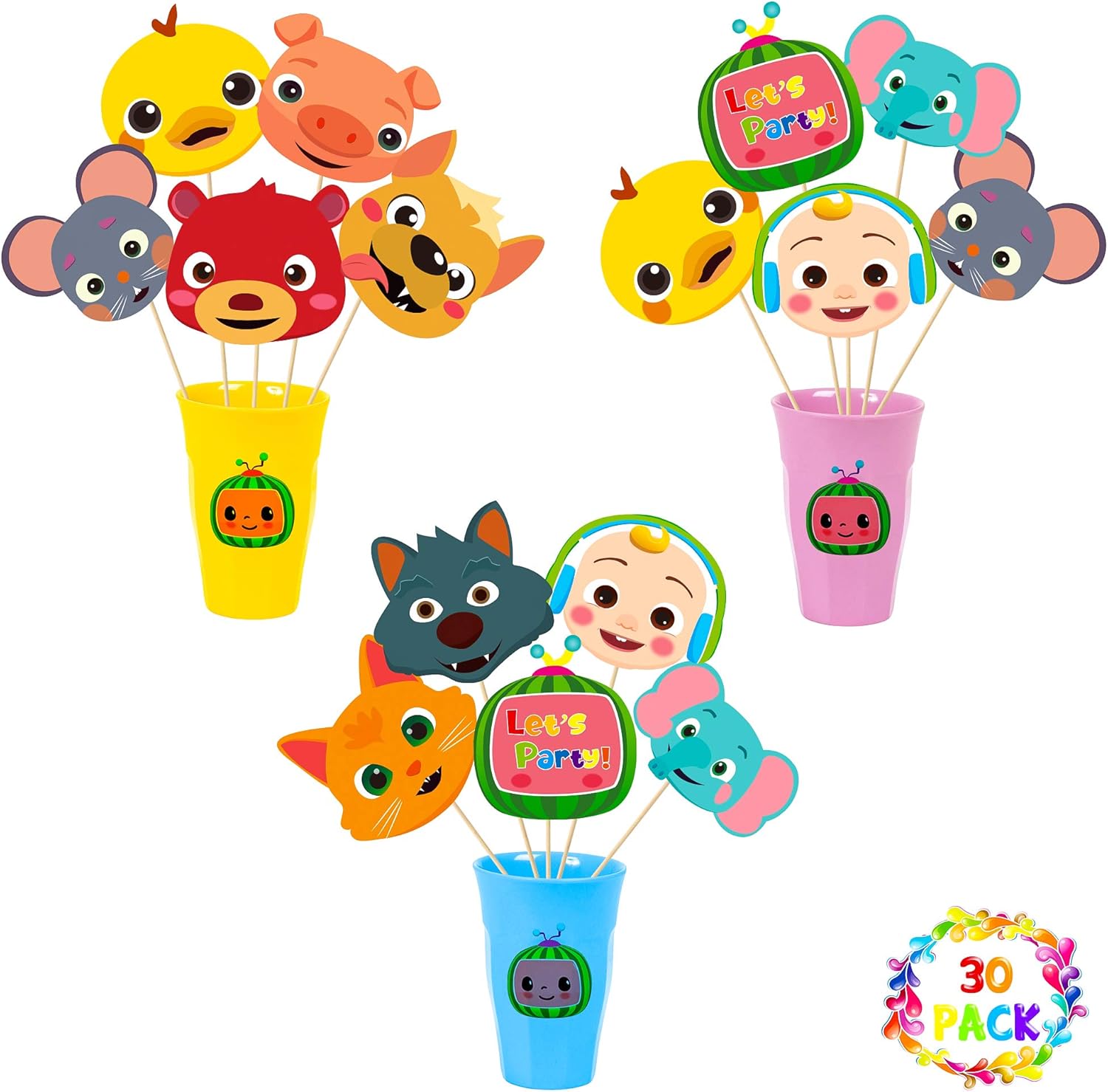 Haooryx 30Pcs JJ Melon Centerpieces Decorations Stick Table Toppers ...