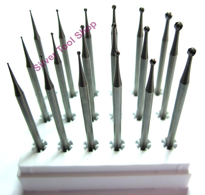 Ball Bur Set 18 piece Set Size: 0.4mm- 2.5mm stone setting burrs, round ...