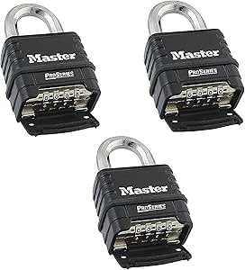 MasterLock 1178D Combination Padlock, Die Cast Body, 3 Pack Black ...