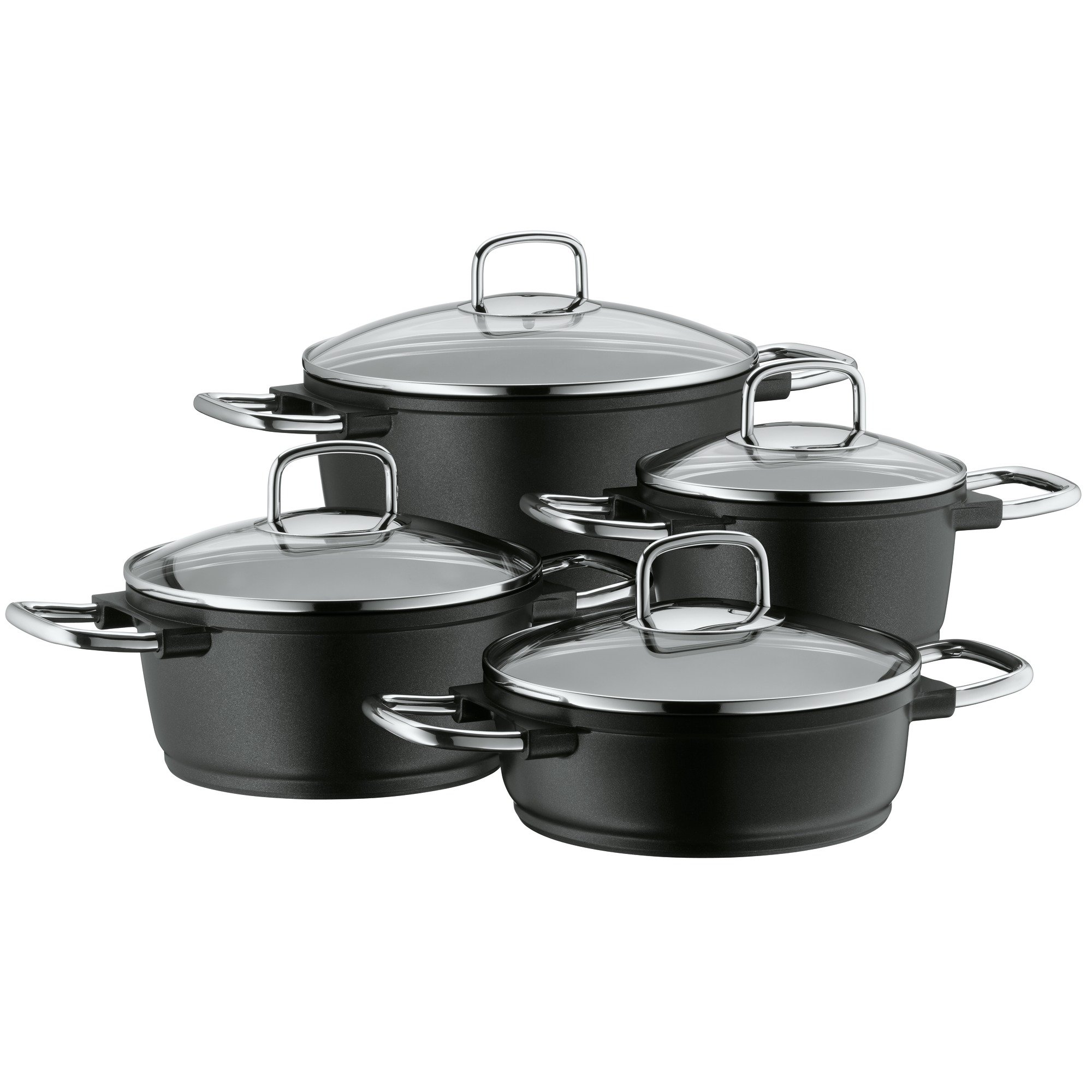 WMF Cookware Set 4 piece Bueno Induction Pouring Rim Glass Lid Aluguss WMF Cookware Set 4 piece Bueno Induction Pouring Rim Glass Lid Aluguss