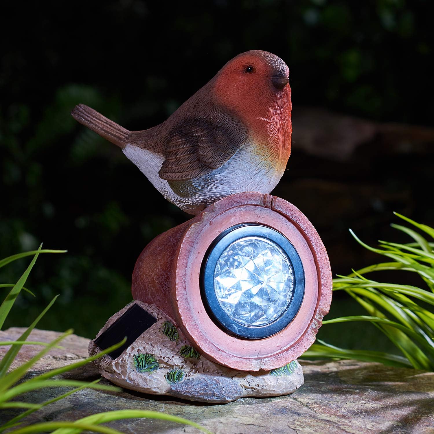 EEMKAY New Adorable Robin On Solar Light Rock Garden Outdoor Decor ...