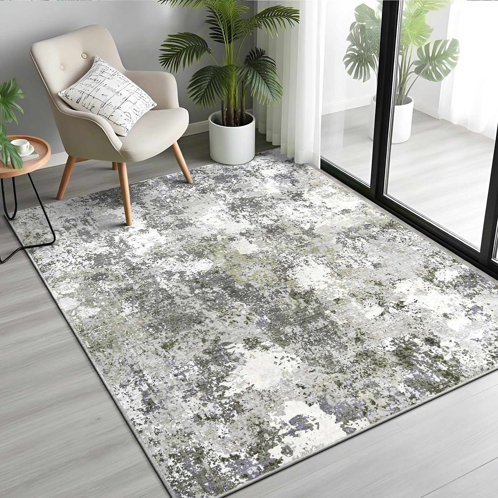Enqinar Modern Abstract 3x5 Washable Rug, Non Slip Area Rug, Soft Low ...