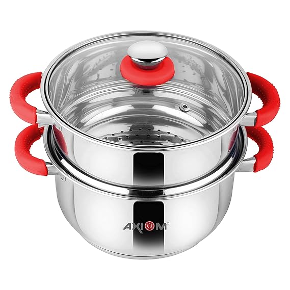 Buy AXIOM Stainless Steel Steamer 2 Tier with triply Induction Bottom ...