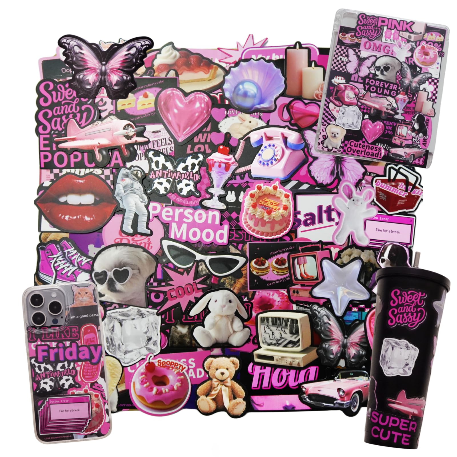 Mua Y2K Pink Stickers,160Pcs Aesthetic Sticker Packs,Coquette Stickers ...