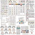 Amazon.com: Boho Rainbow Calendar Bulletin Board Set with Seasons ...