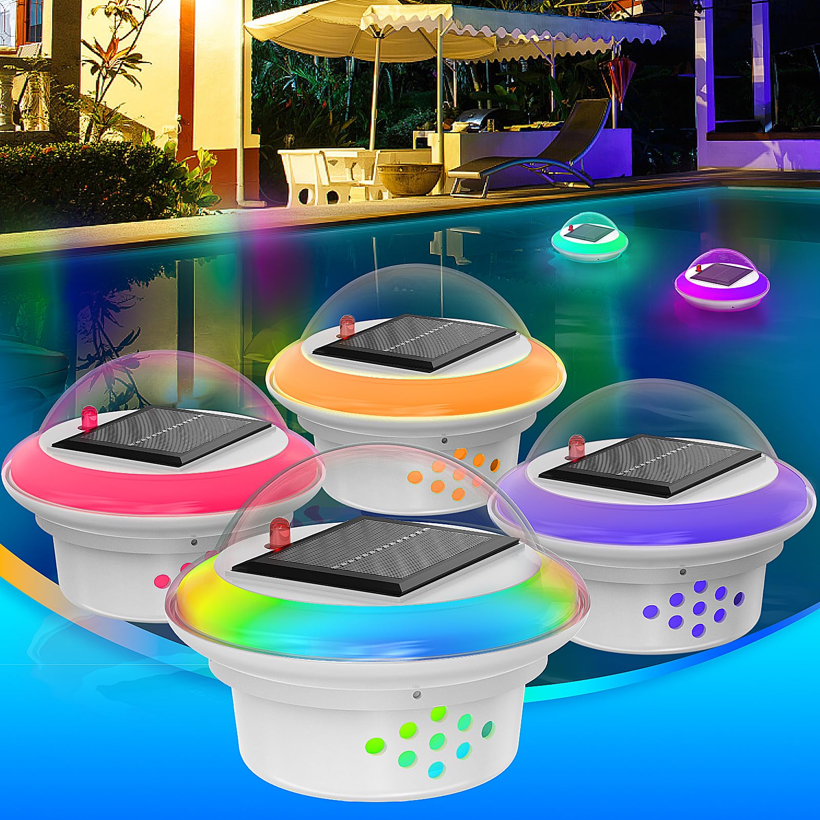 4 Packs Floating Lights for Pool - LED Light Remote Control, Waterproof ...
