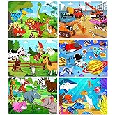 Amazon.com: Dreampark Puzzles for Kids Ages 3-8, 6 Pack Wooden Jigsaw ...