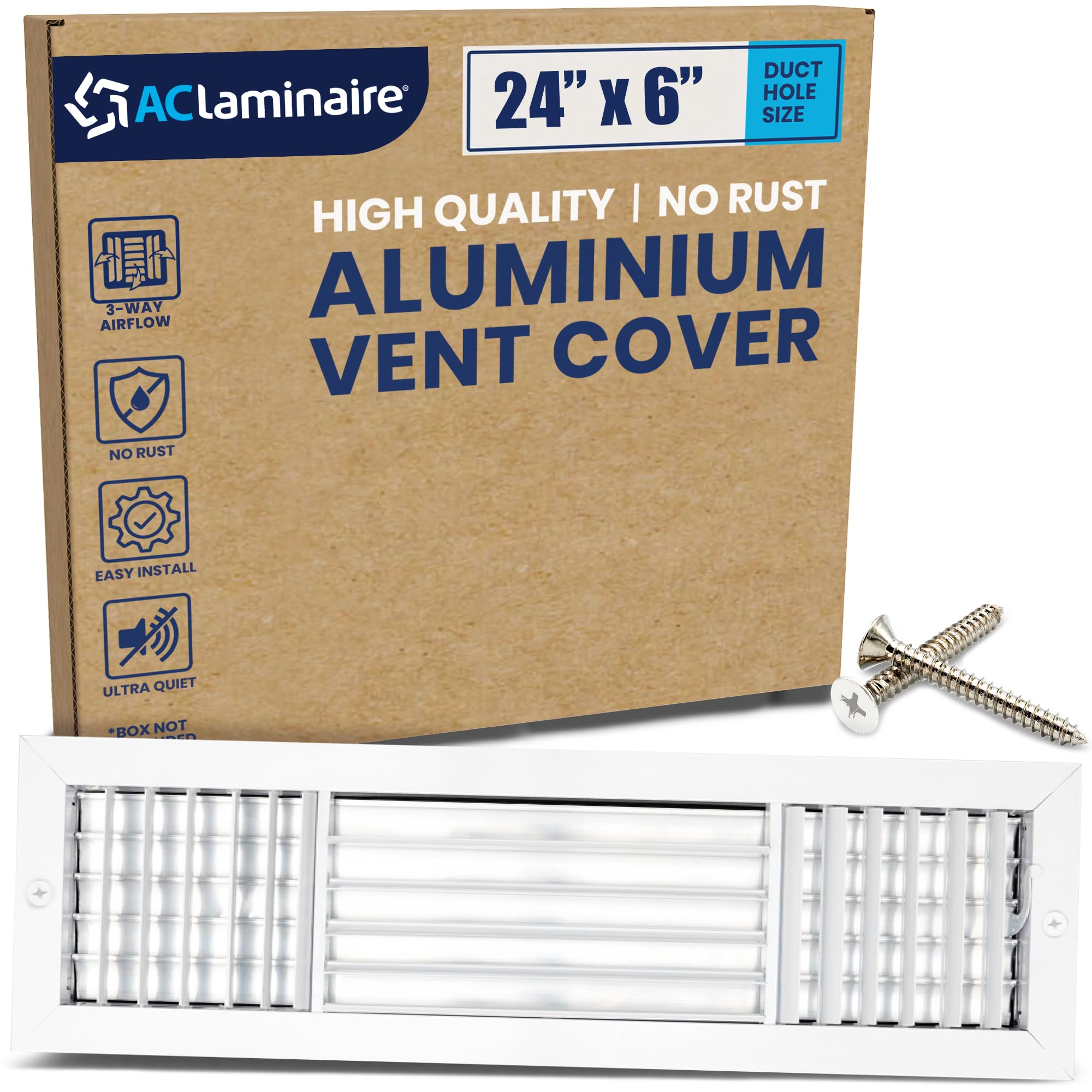 24x6 Inch (Duct Opening) Aluminum 3-Way Air Flow Vent – HVAC Vent Cover ...