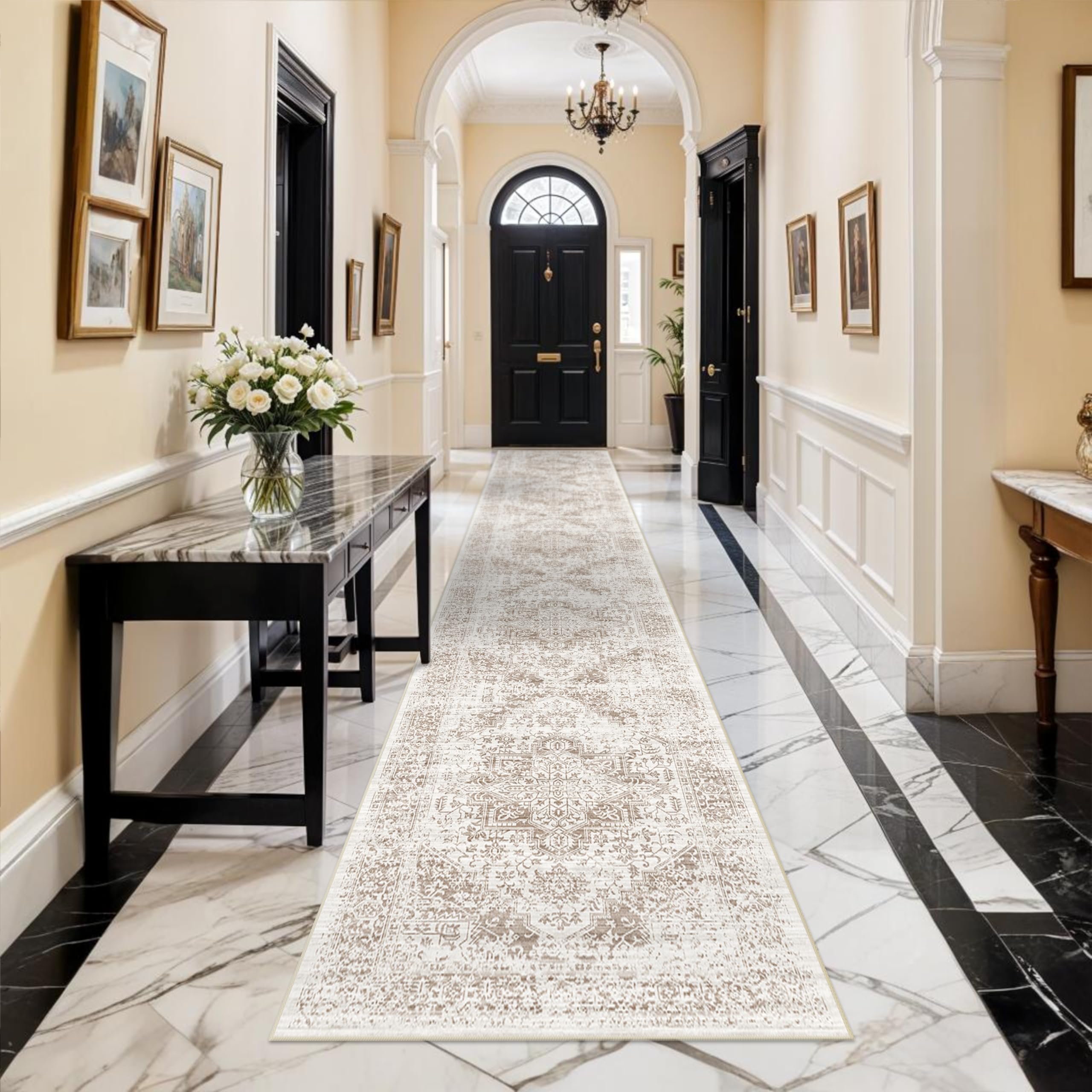 EISUROM Hallway 2'6''x16' Runner Rug - Non-Slip Vintage Long Rug for ...