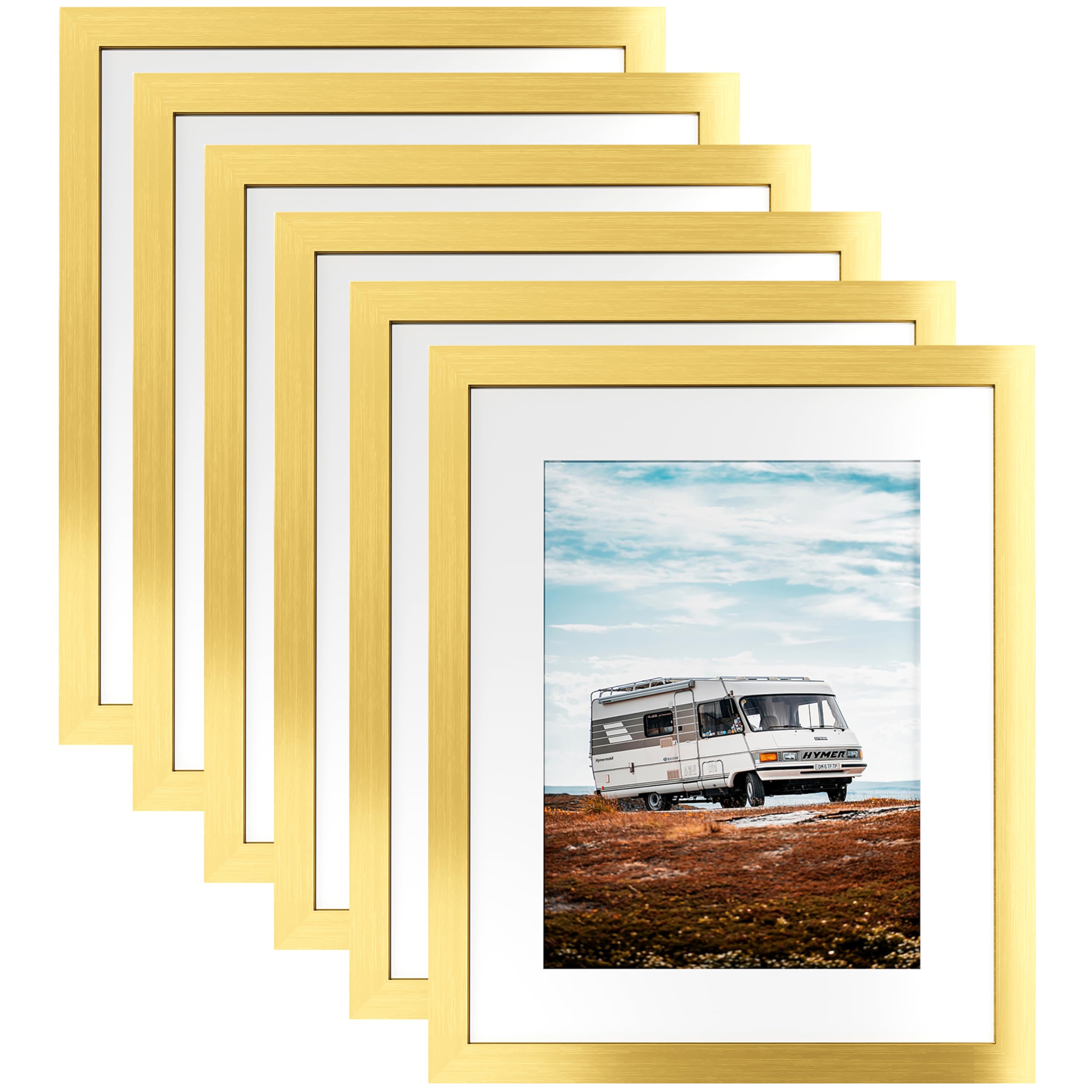 PEALSN 11x14 Picture Frame Set of 6, Display Pictures 8x10 with Mat or ...