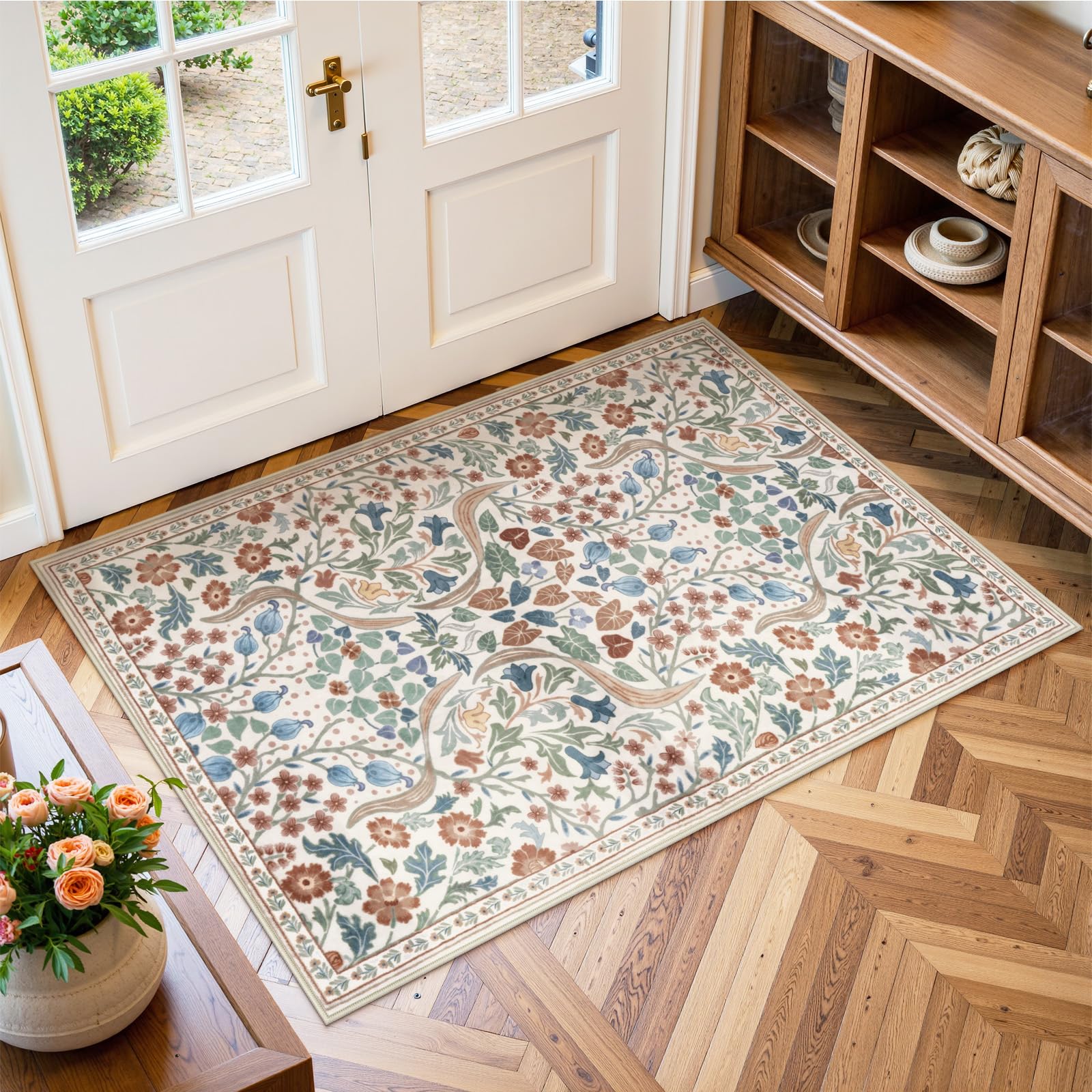 Moynesa Floral 2x3 Rugs for Entryway, Washable Kitchen Rug Non Slip ...
