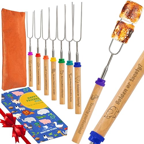 CARPATHEN Marshmallow Roasting Sticks Campfire - Set of 8pcs Smores Sticks With Beautifully ...