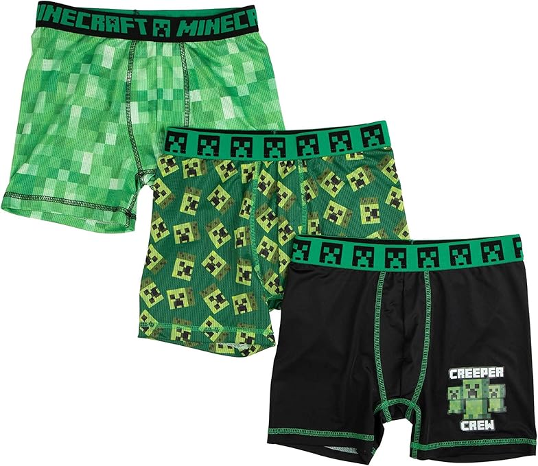 Cueca boxer Minecraft (pacote com 3) Creeper Crew para meninos ...