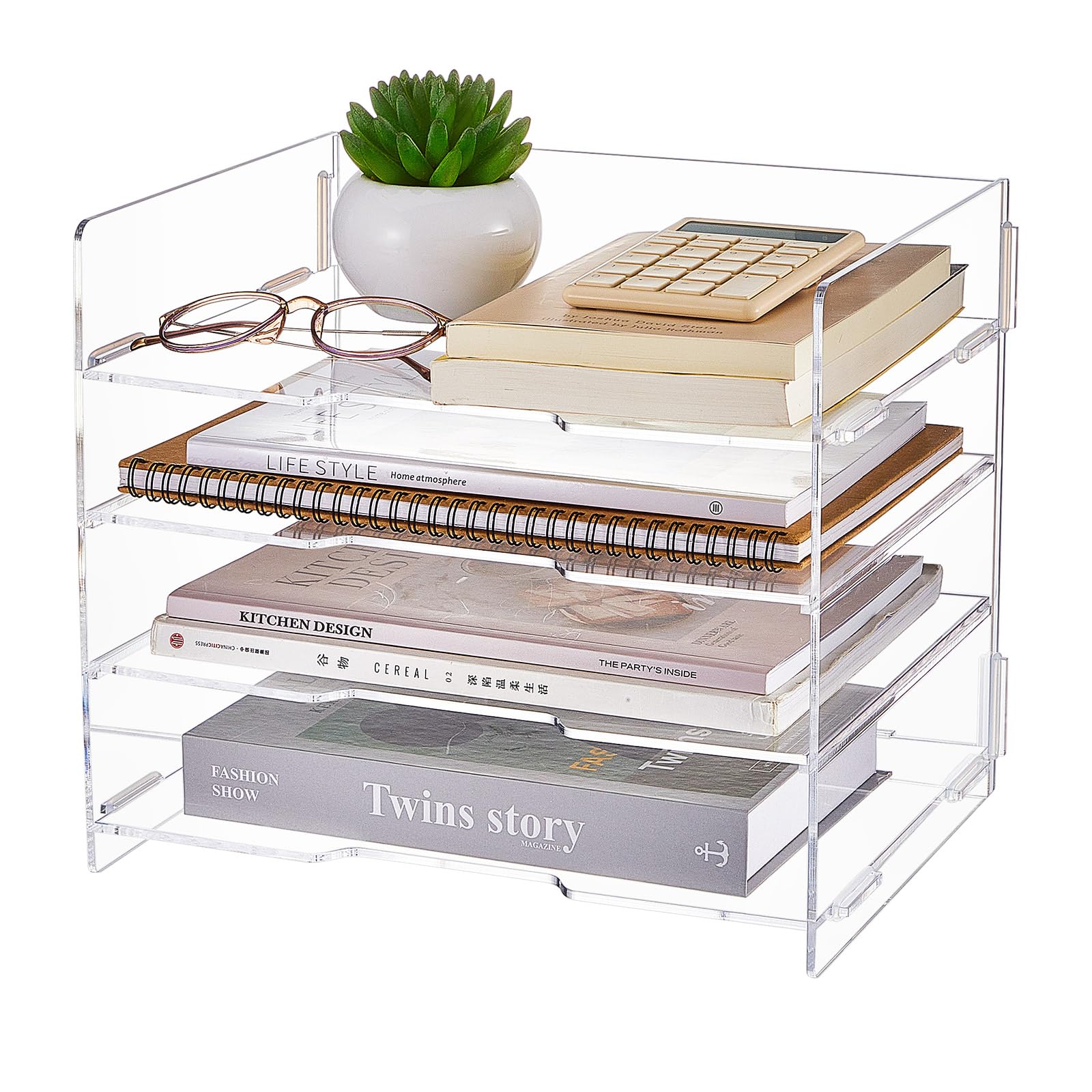 5 Tiers Acrylic Paper Organizers Office Desk Organizers and Accessories ...