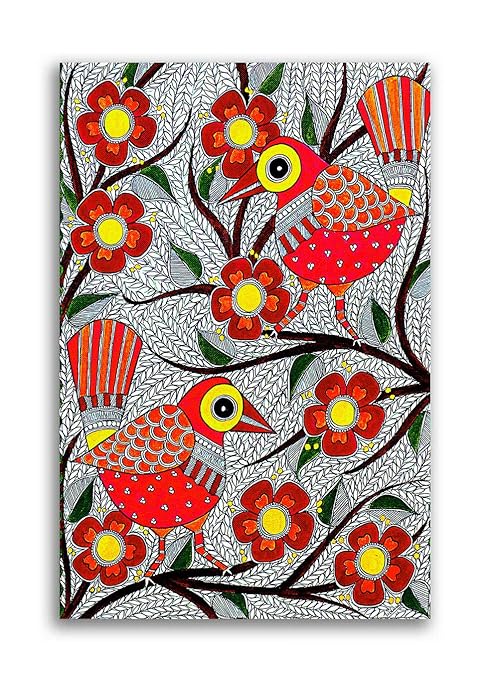 Tamatina Kalamkari Canvas Painting - Beautiful Birds On Tree ...