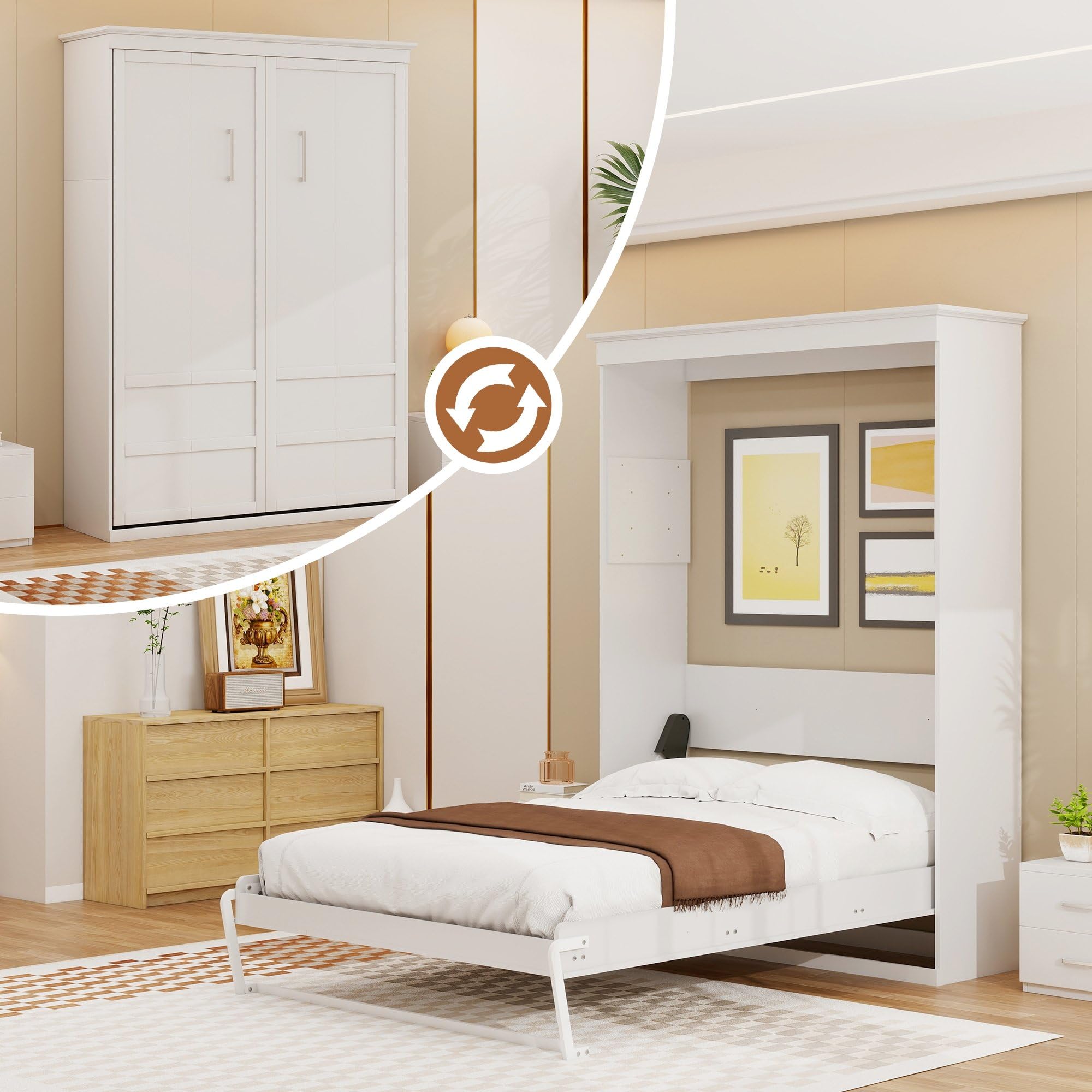 Tafeumob Murphy Bed Full Size: Modern Folding Murphy Wall Bed Space ...