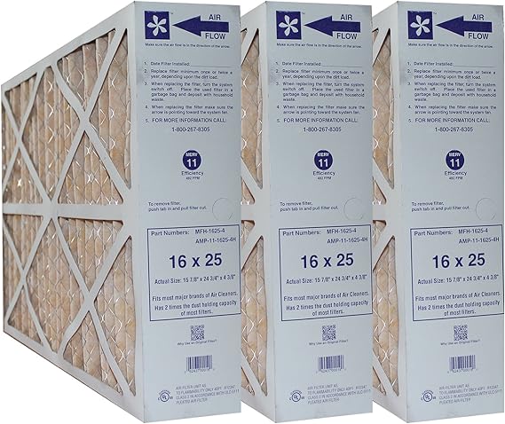 Honeywell 16x25x4 Replacement AC Filters. Actual Size 15 15/16" x 24 7/ ...