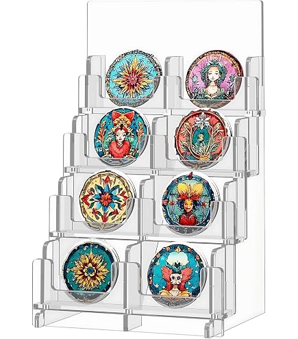 Sticker Display Acrylic Stand - 8-Pocket Curved Design For 4" Items ...