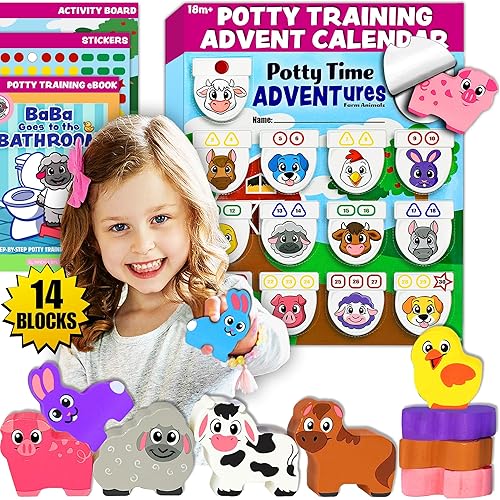 14PC Wooden Stacking Blocks Farm Animal Advent Calendar, Montessori ...