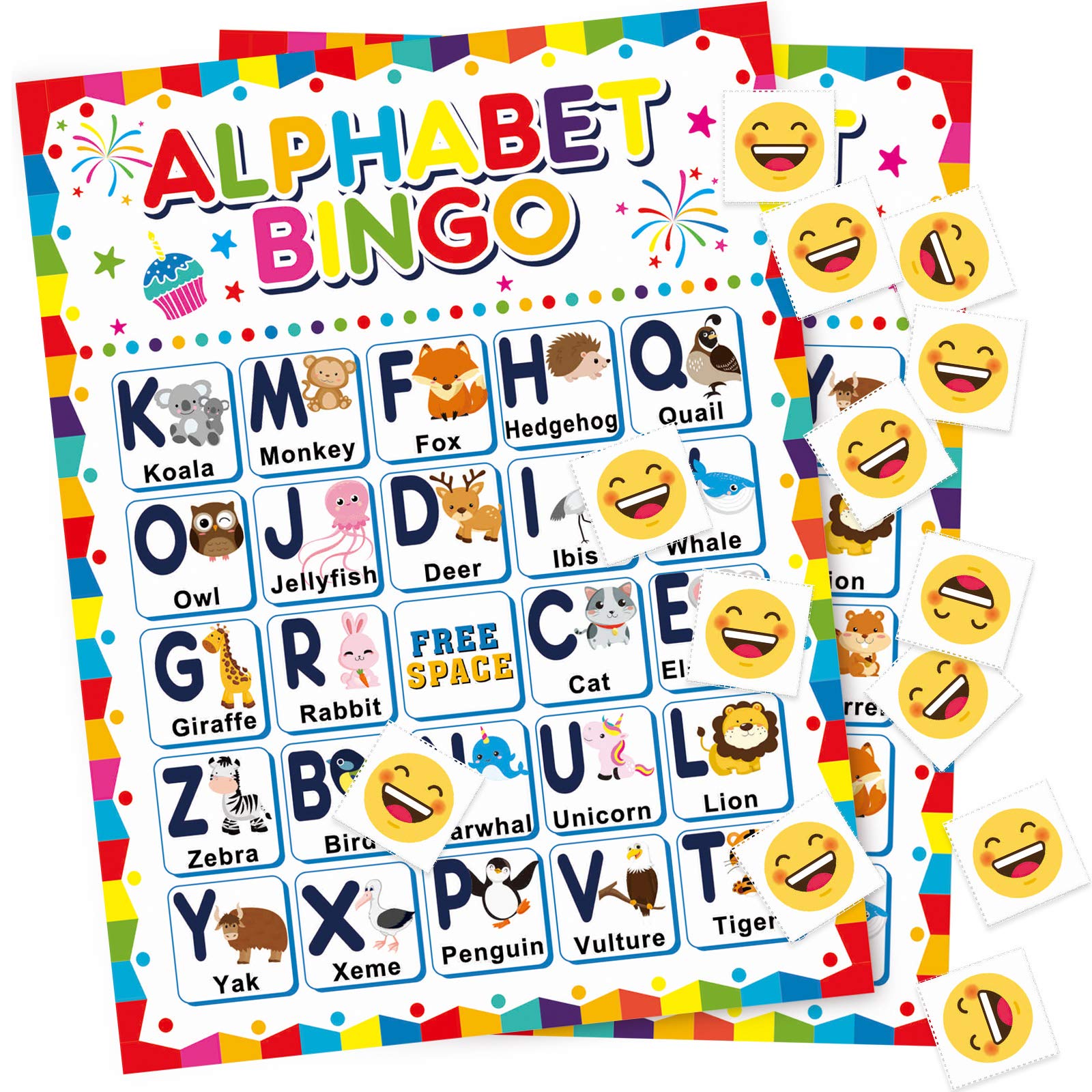 Alphabet Bingo Game Cards Abc Letters Matching Learning Game Set ...