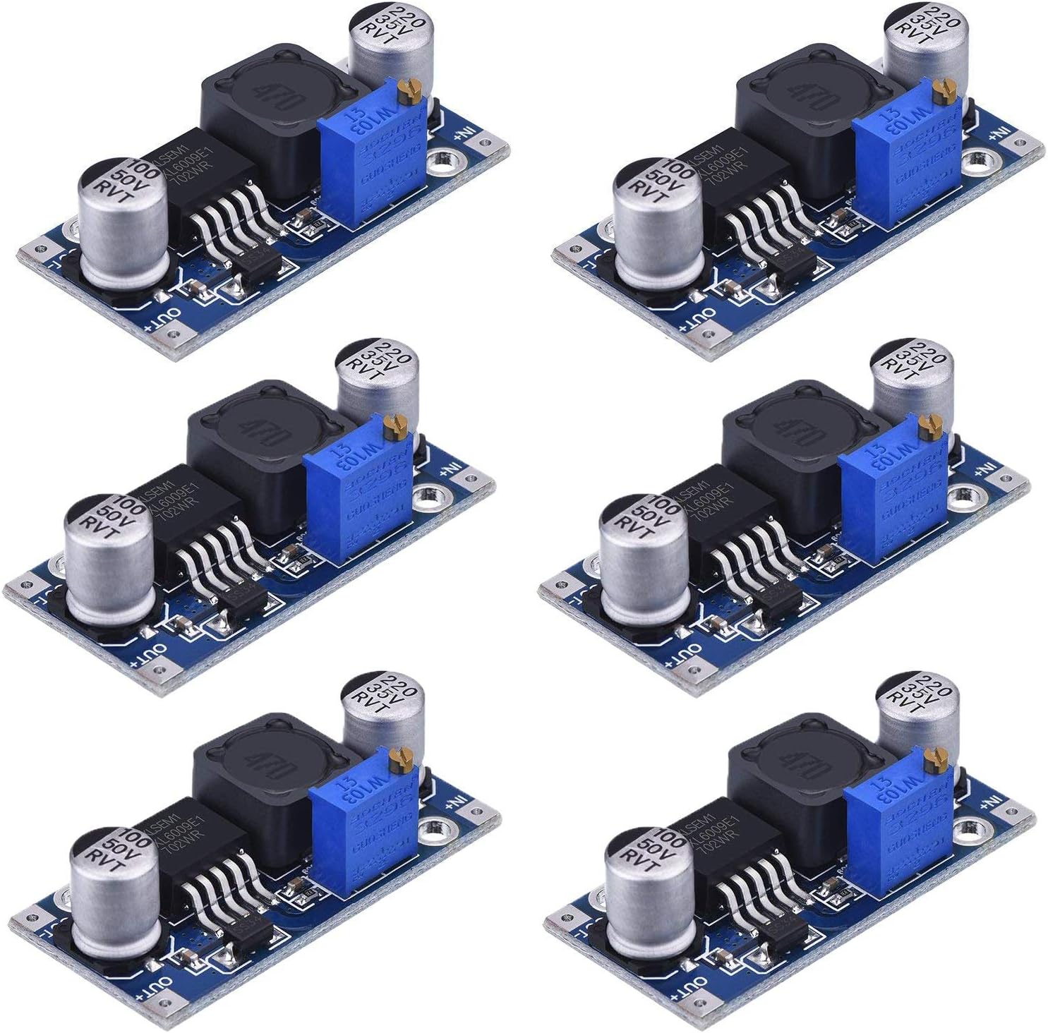 Pack of 6Pcs Boost Converter Module XL6009 DC to DC 3.0-30 V to 5-35 V ...