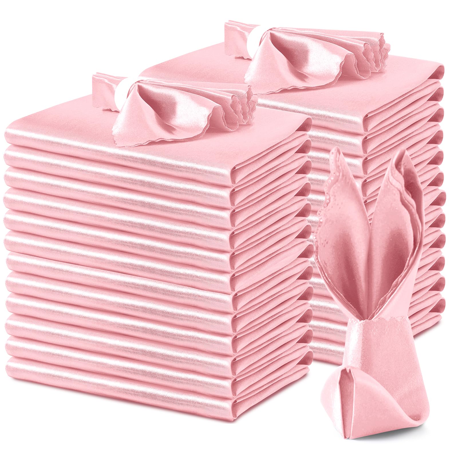 VACVELT 24 Pack Blush Pink Satin Napkins 12x12 Inch Wedding Napkins ...