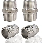 Amazon.com: 1" Male Hex Nipple Pipe Fittings, 304 Stainless Steel 1 inch NPT Threaded Pipe ...