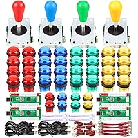 Amazon.com: Fosiya 4 Player LED Arcade Kit Ellipse Oval Style Joystick USB Encoder to PC Games ...