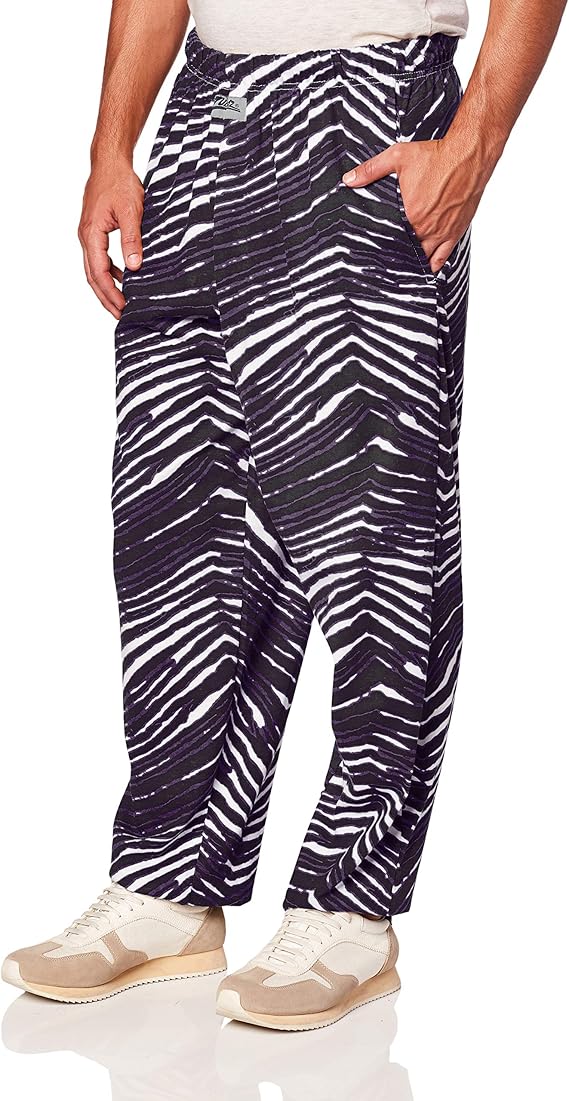 Zubaz Men's Classic Zebra Printed Athletic Lounge Pants, Black/Purple ...