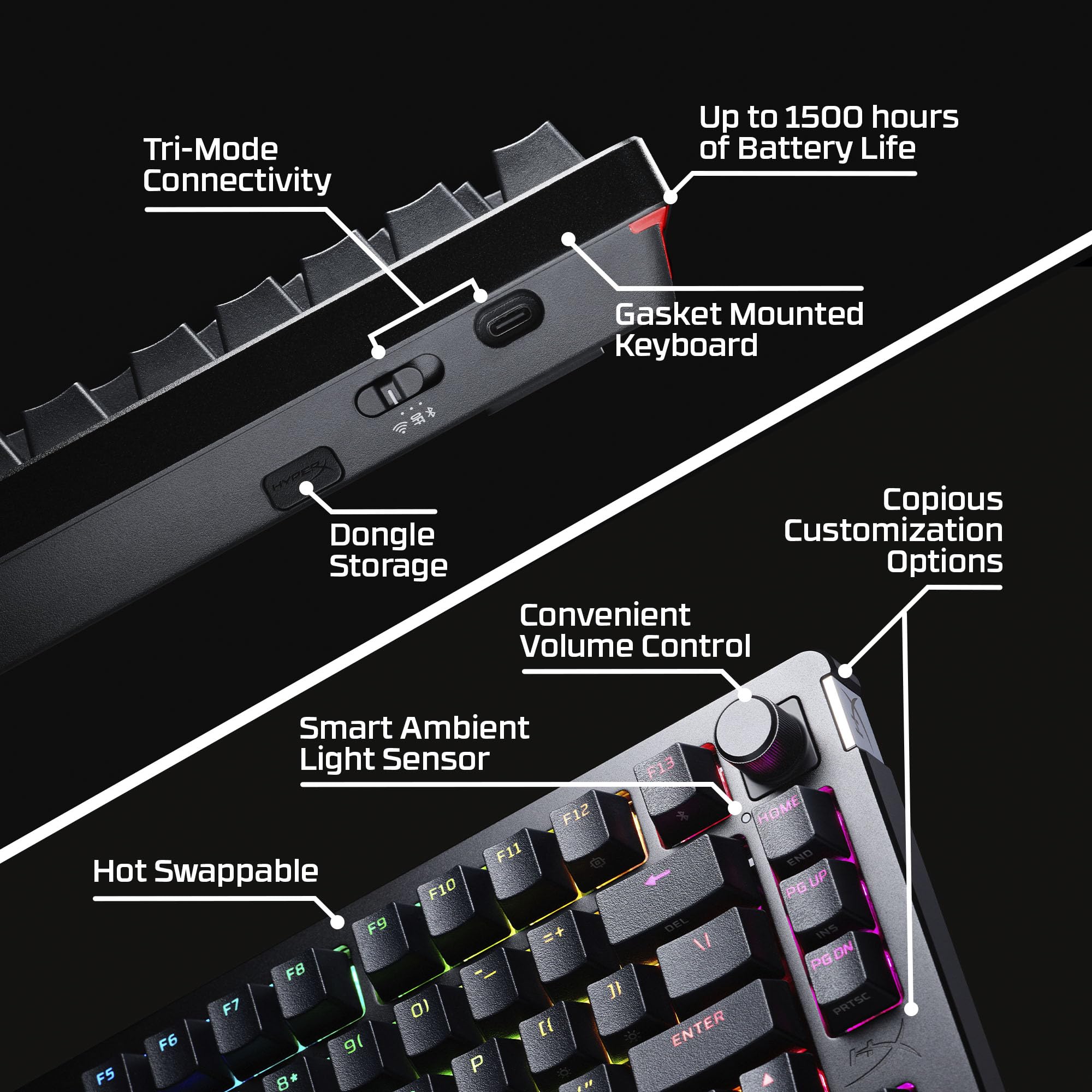 Mua HyperX Alloy Rise 75 Wireless – Hot-Swappable 75% Mechanical Gaming Keyboard, PC, Up to 80 ...