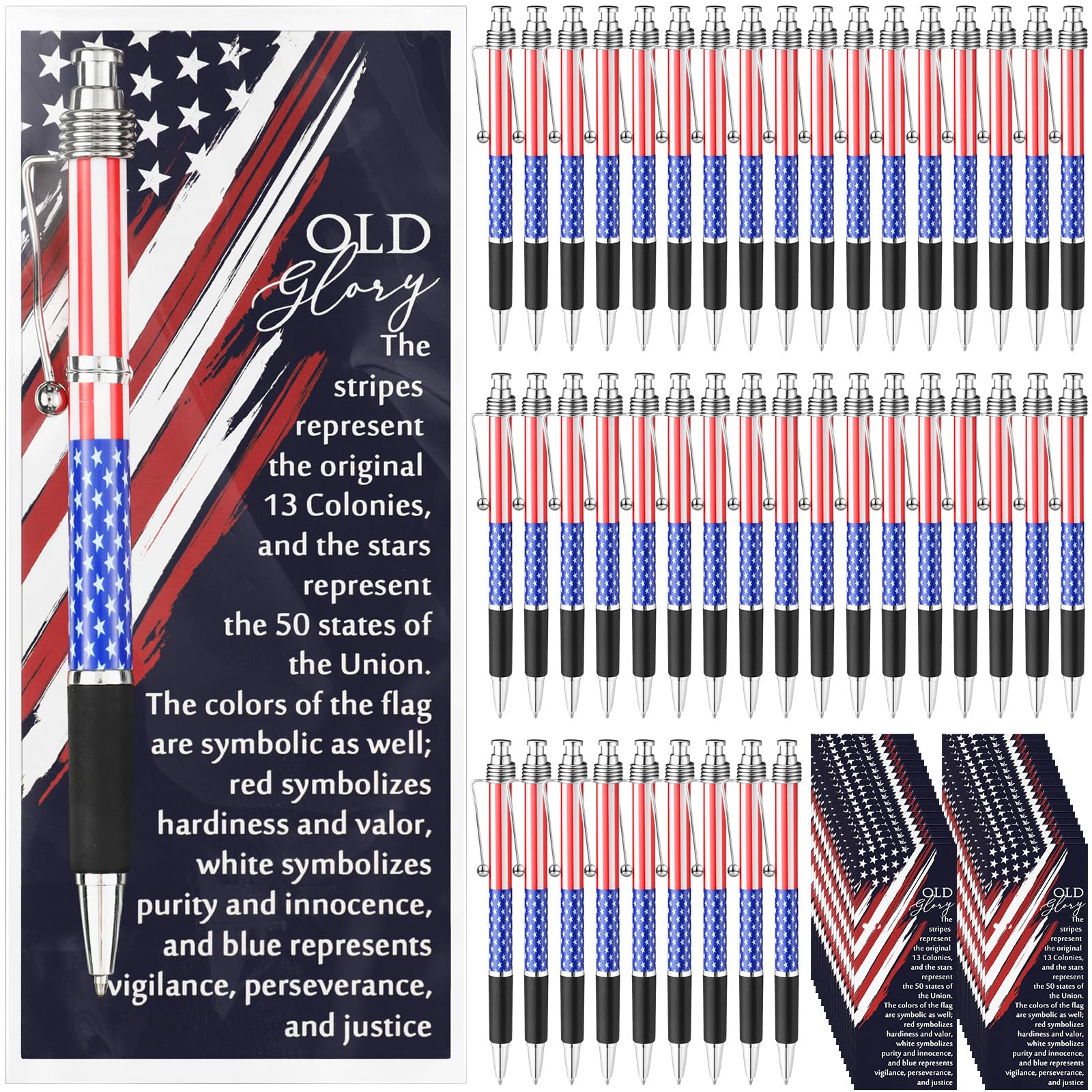 Motiskyy 200 Sets Veterans Day Gifts Bulk American Flag Ballpoint Pens ...