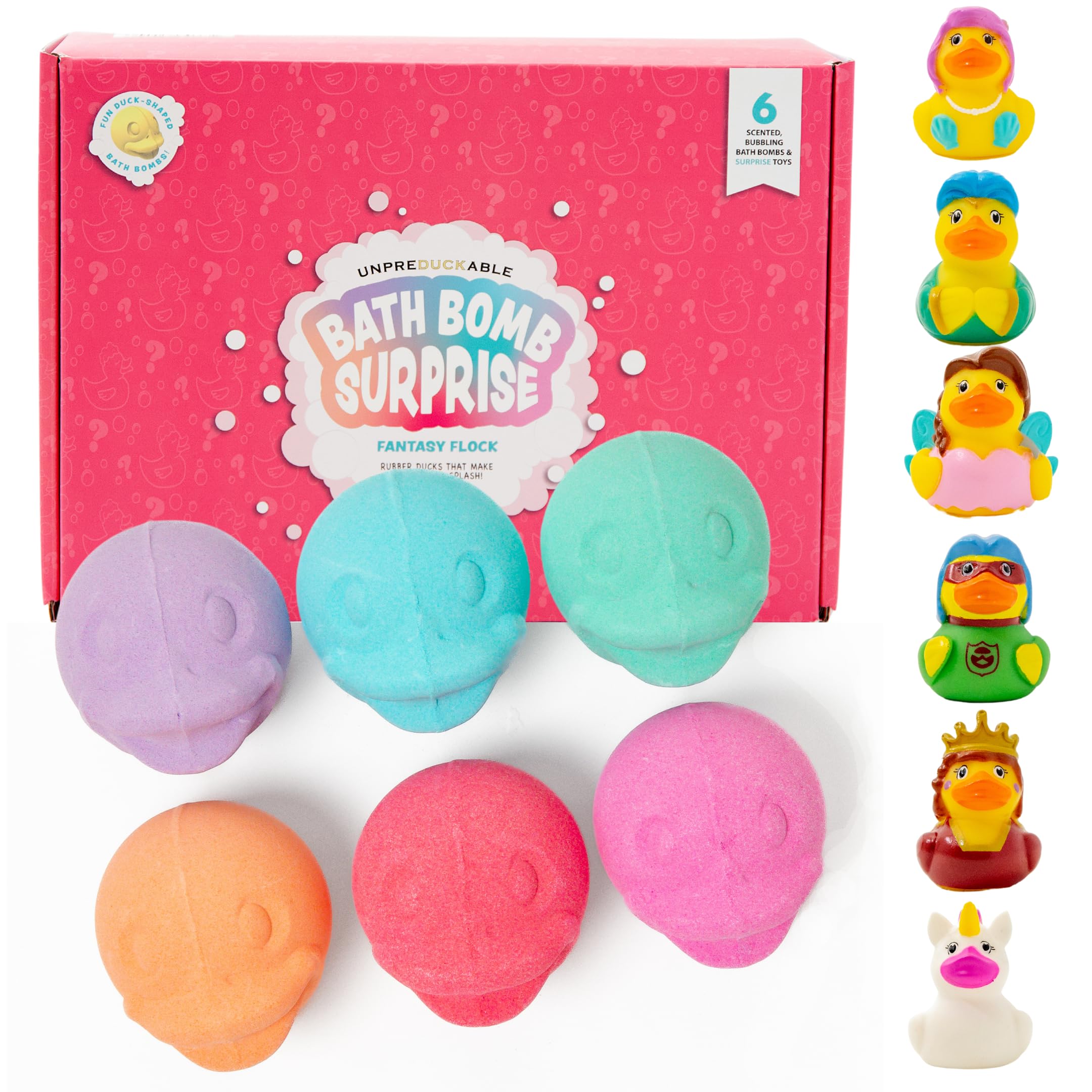 Unpreduckable Bath Bomb Surprise, Duck Shaped Bath Bombs with Surprise Rubber Duck Inside, Kids ...