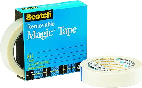 Amazon.com: 3M Scotch 811 Removable Magic Tape - 2 Mil - 1" X 72 Yds ...