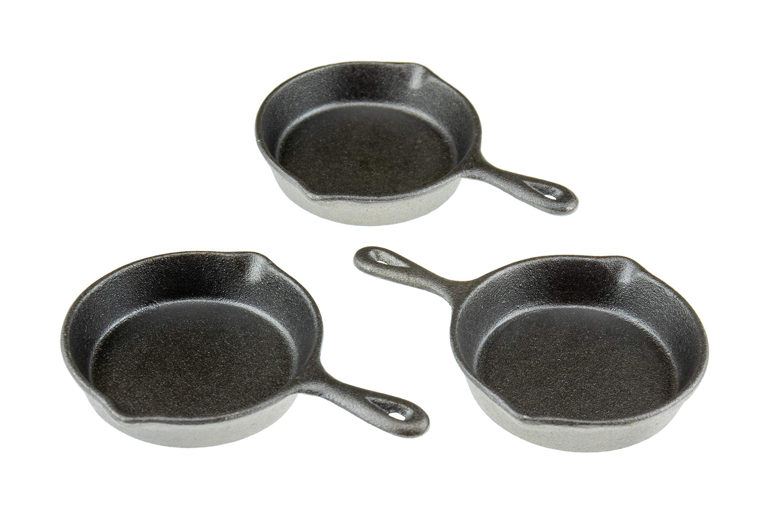 Heavy Duty Pre Seasoned Mini Cast Iron Skillet Set of 3, Oven Safe ...