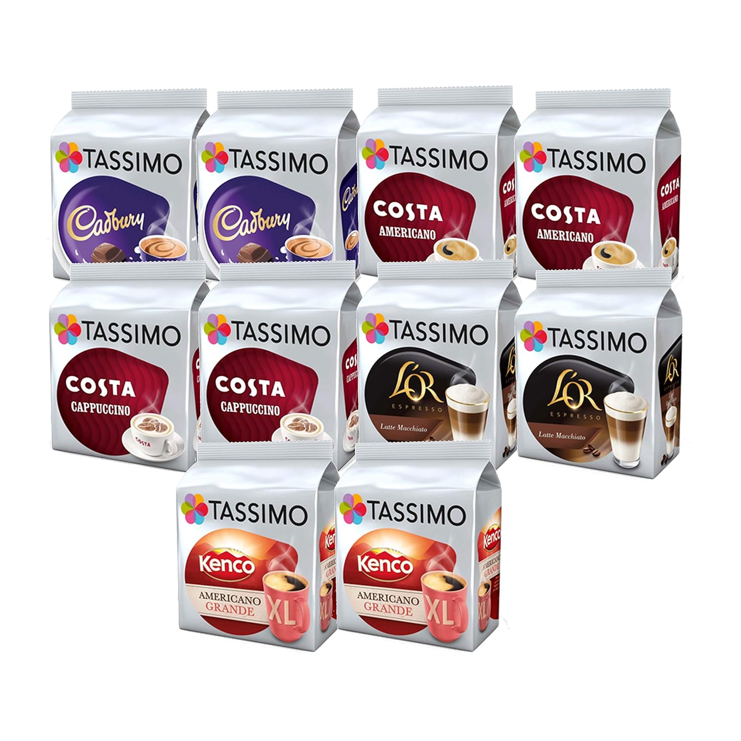 Tassimo Variety Box (Costa, Kenco, L'OR, Cadbury) (10 Pack): Amazon.co ...