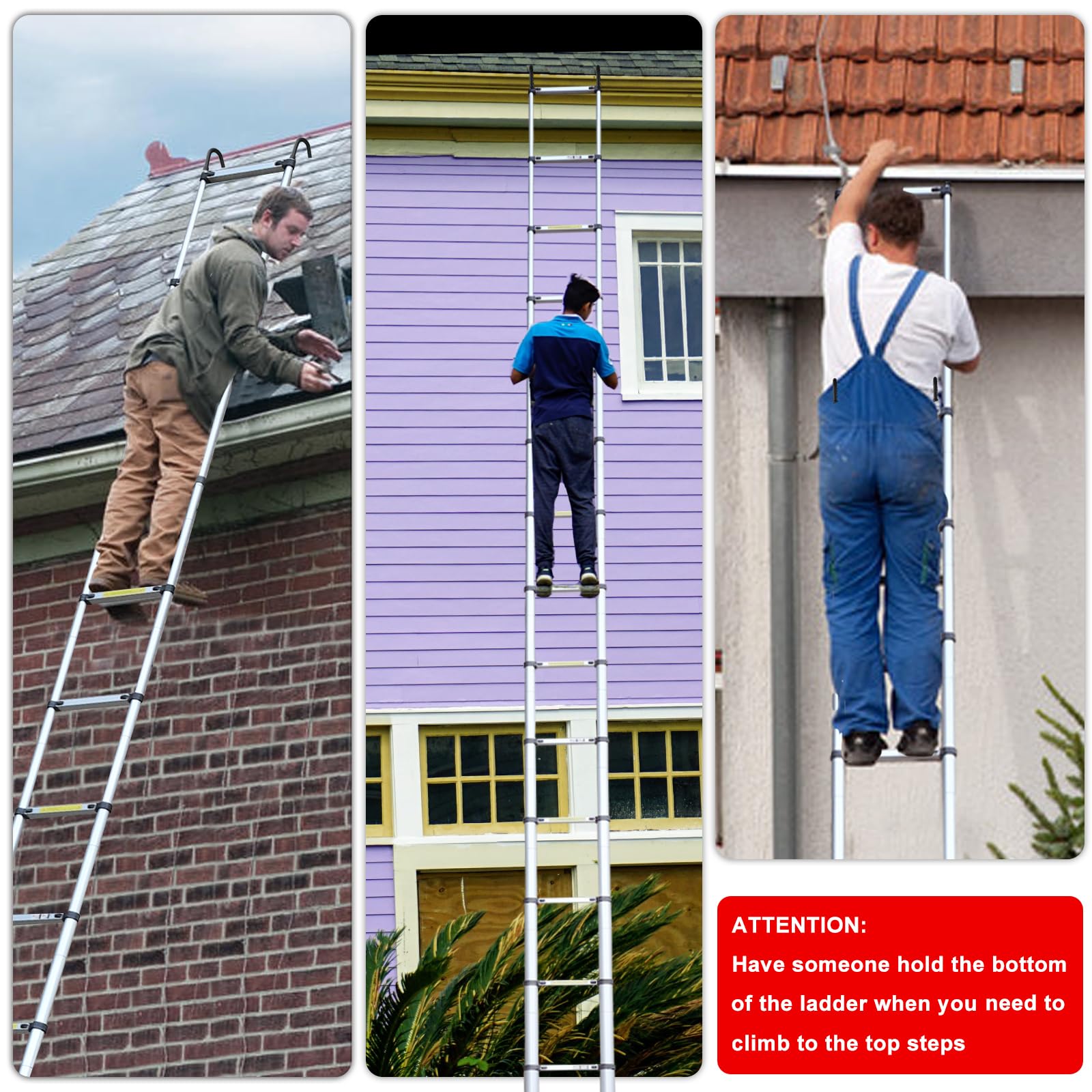 Mua 26.2FT Telescoping Ladder with Stabilizer Bar Wheels and Hooks ...