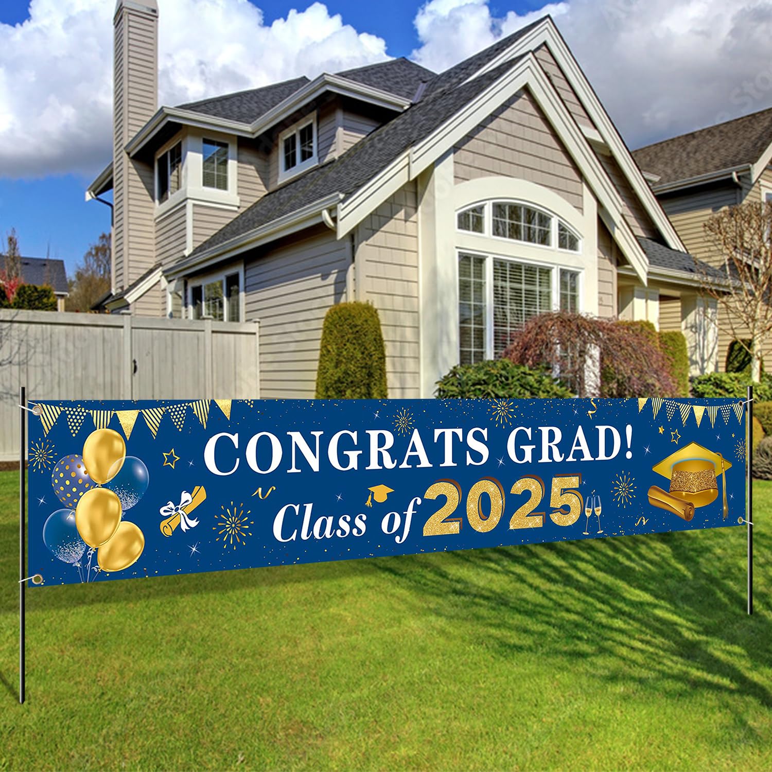 2025 Graduation Decorations - Congrats Grad Class of 2025 Banner, Blue ...
