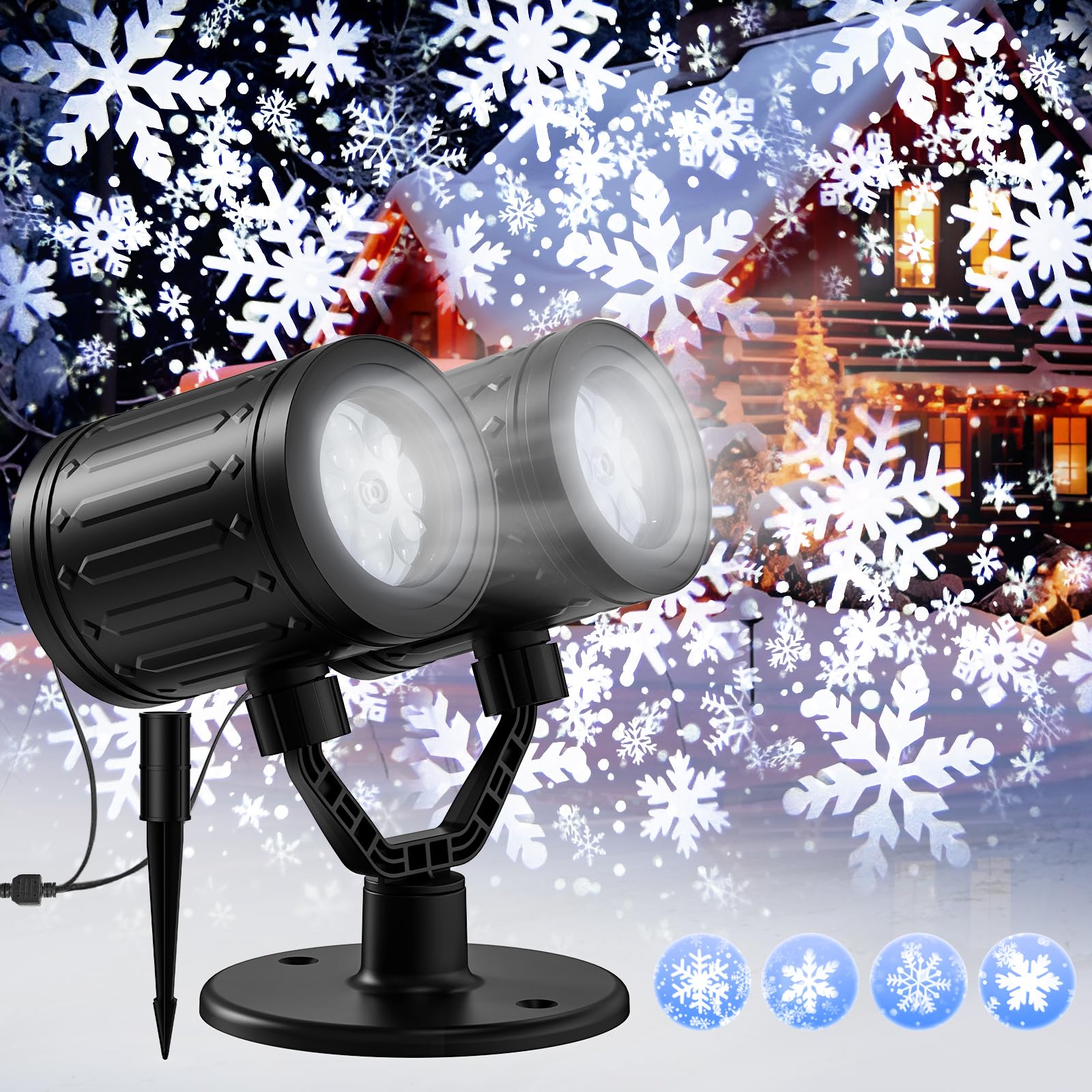 Christmas Projector Lights Outdoor, 2024 Double-Head Rotating LED ...