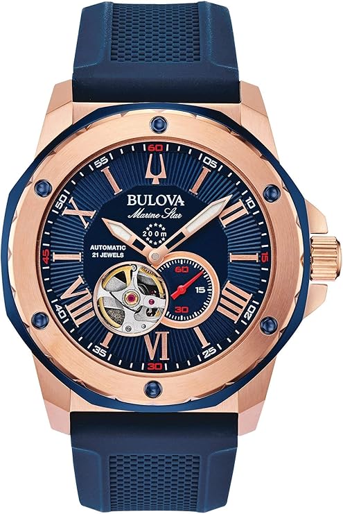 Bulova Reloj Analógico para Hombre de Automático con Correa en Silicona ...